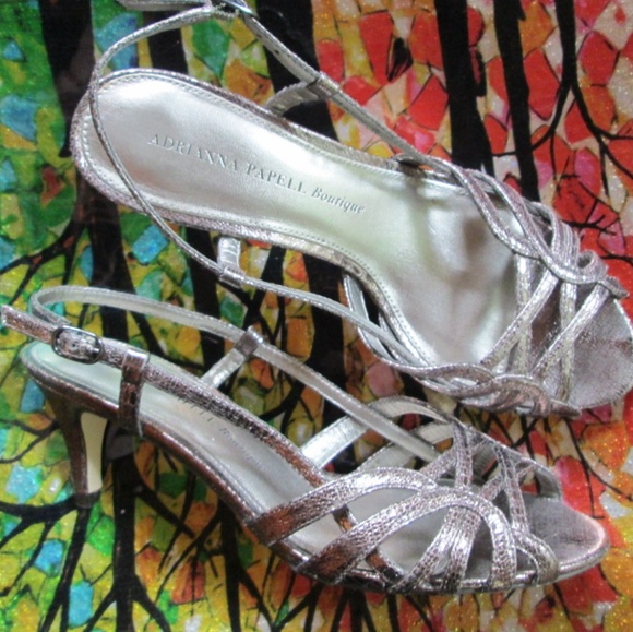 Adrianna Papell | Shoes | Adrianna Papell Metallic Pewter Sandals ...